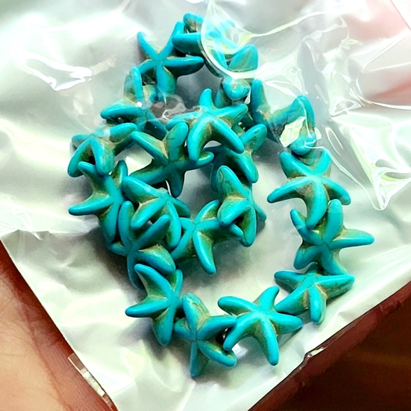Jewelry | Nwt Rustic Turquoise Blue Wfaux Green Algae Starfish Seastar ...